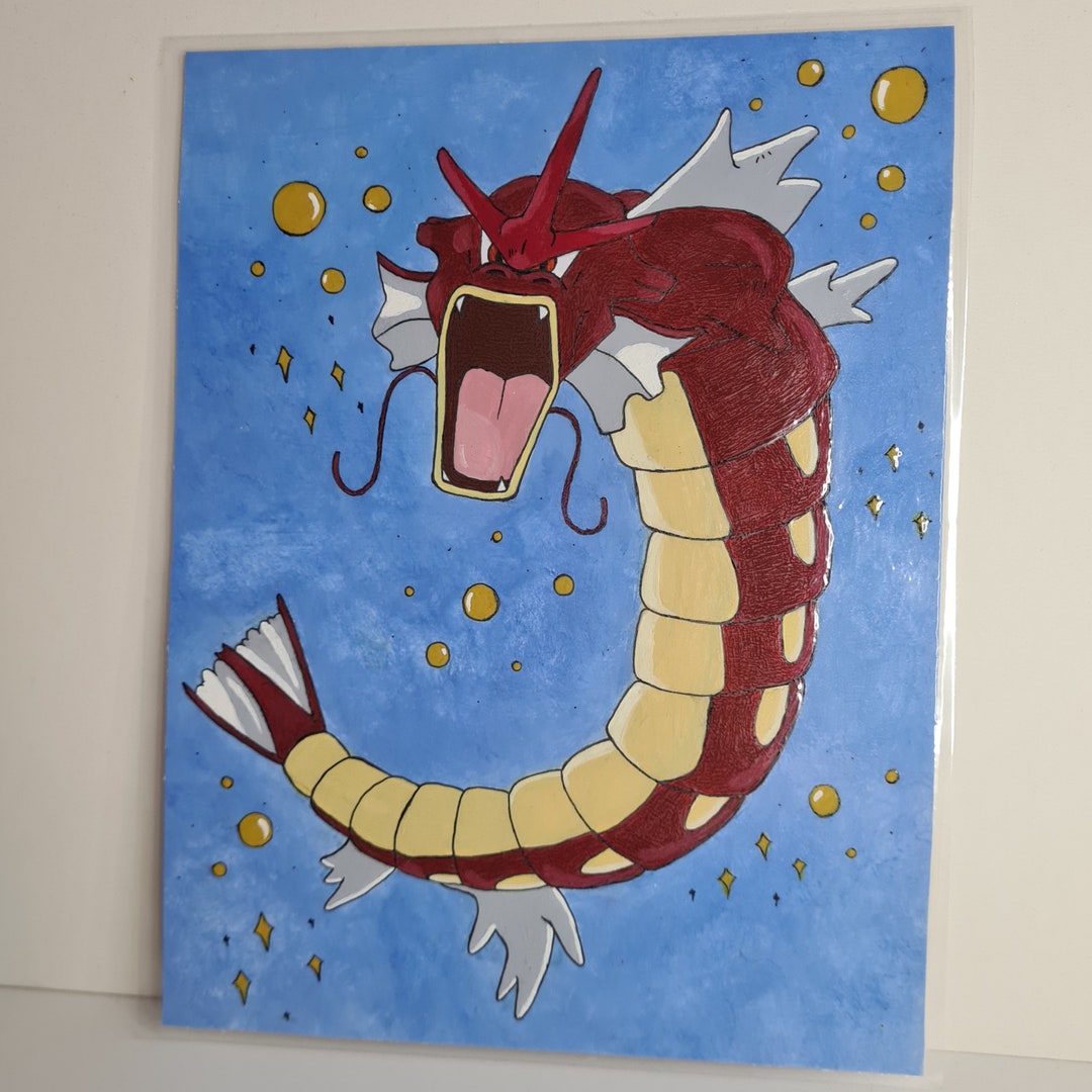 Hand Painted Lucky/shiny Gyarados Pokemon Laminated Poster - Etsy
