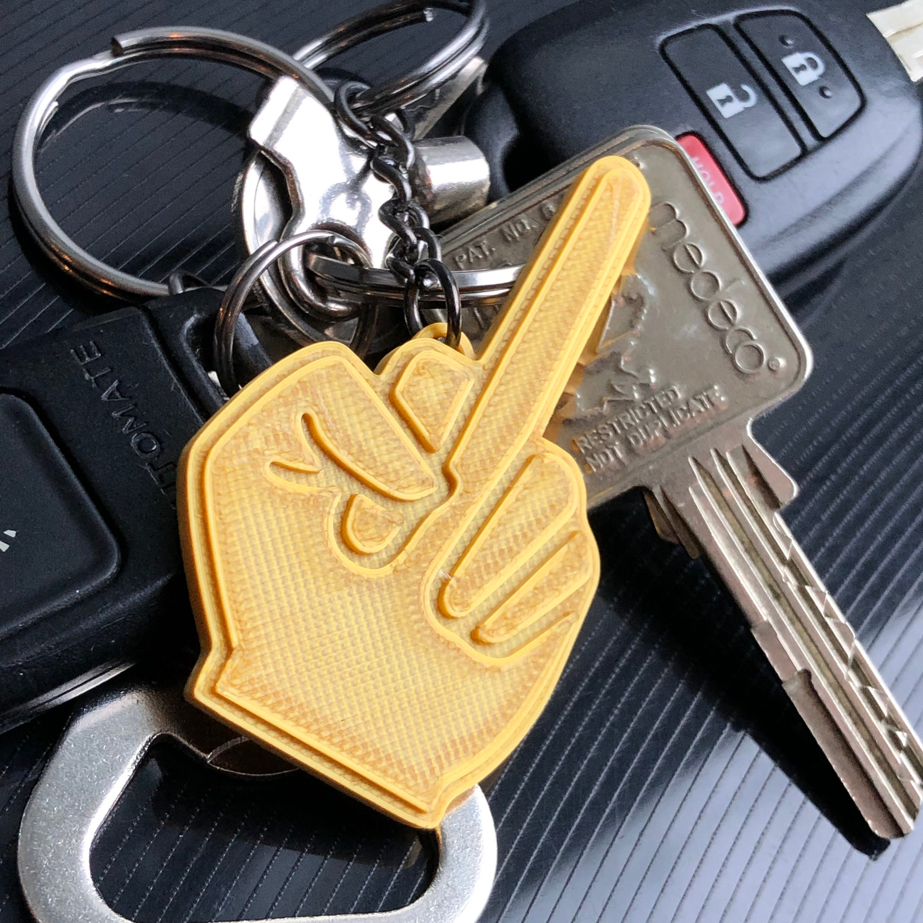 Middle Finger Keychain - Gold/silver - 3D Printed - Etsy
