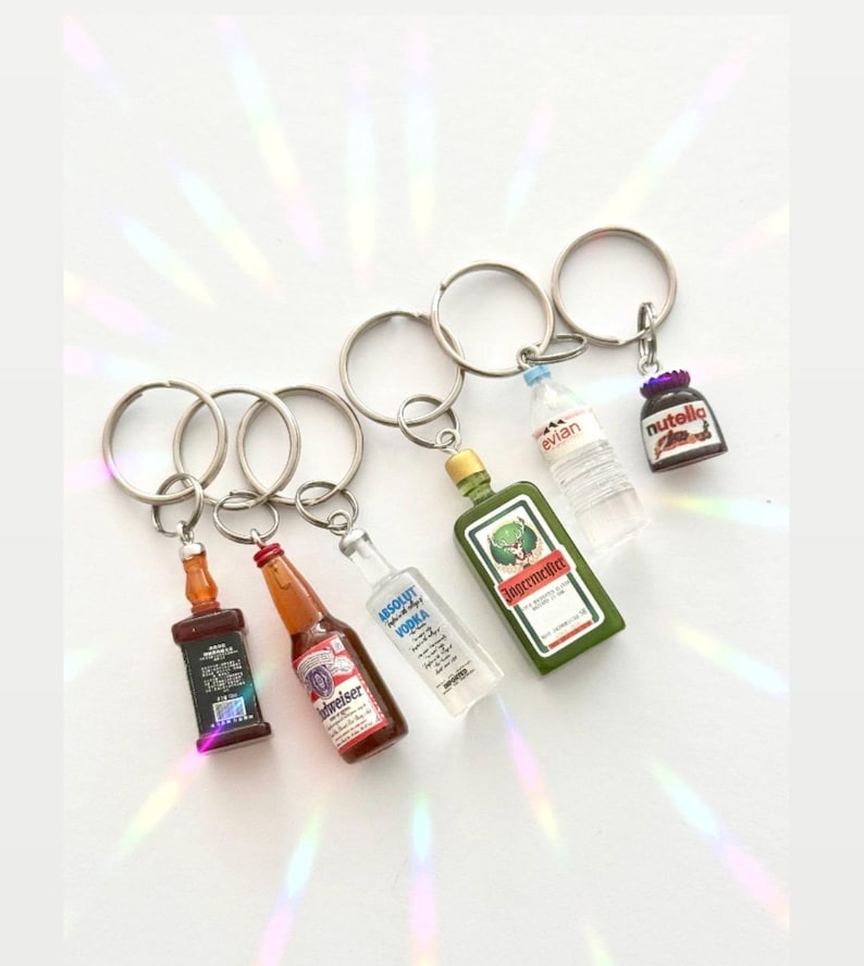 Mini Alcohol Bottle Keyring, Miniature Booze Bottle Keyring Novelty ...