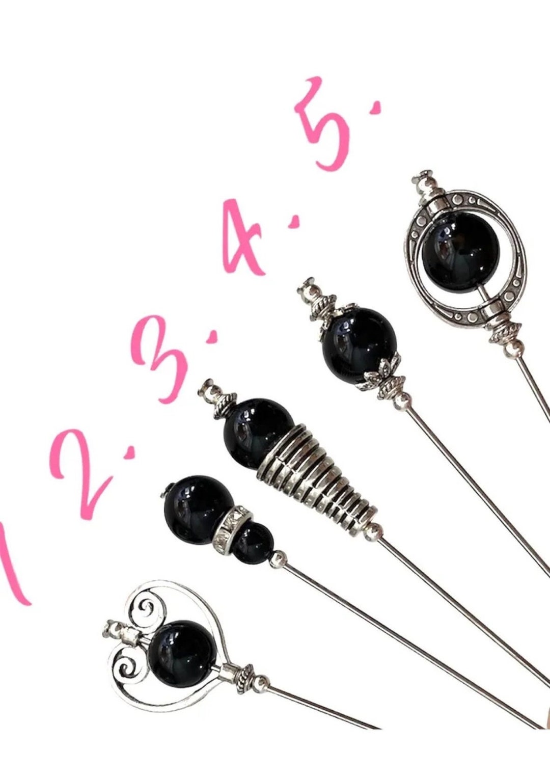 Beautiful Black Onyx Hat Pins in a Choice of Design & Length, Lapel ...