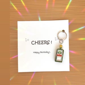 Mini Alcohol Bottle Keyring, Happy Birthday Gift, Birthday Keychain ...