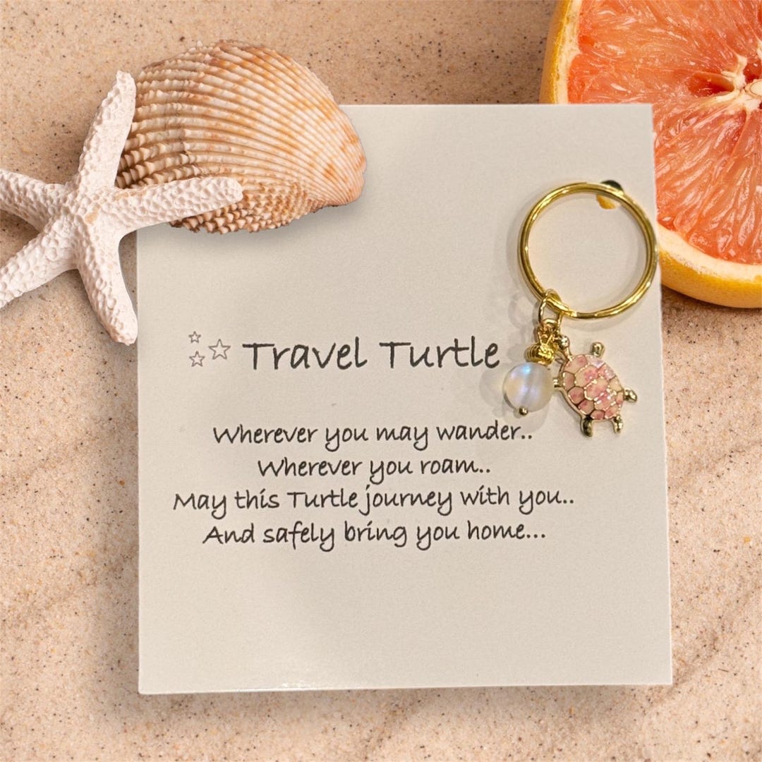 Travel Turtle Moonstone Keychain-lucky Turtle Charm With Inspirational ...