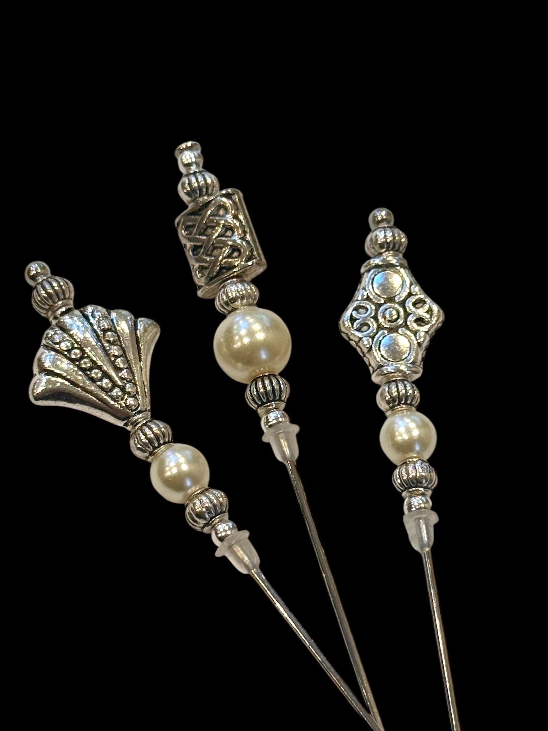Pearl Hat Pin Silver Vintage Style Hat Pin Wdding Guest Hats Bridal ...
