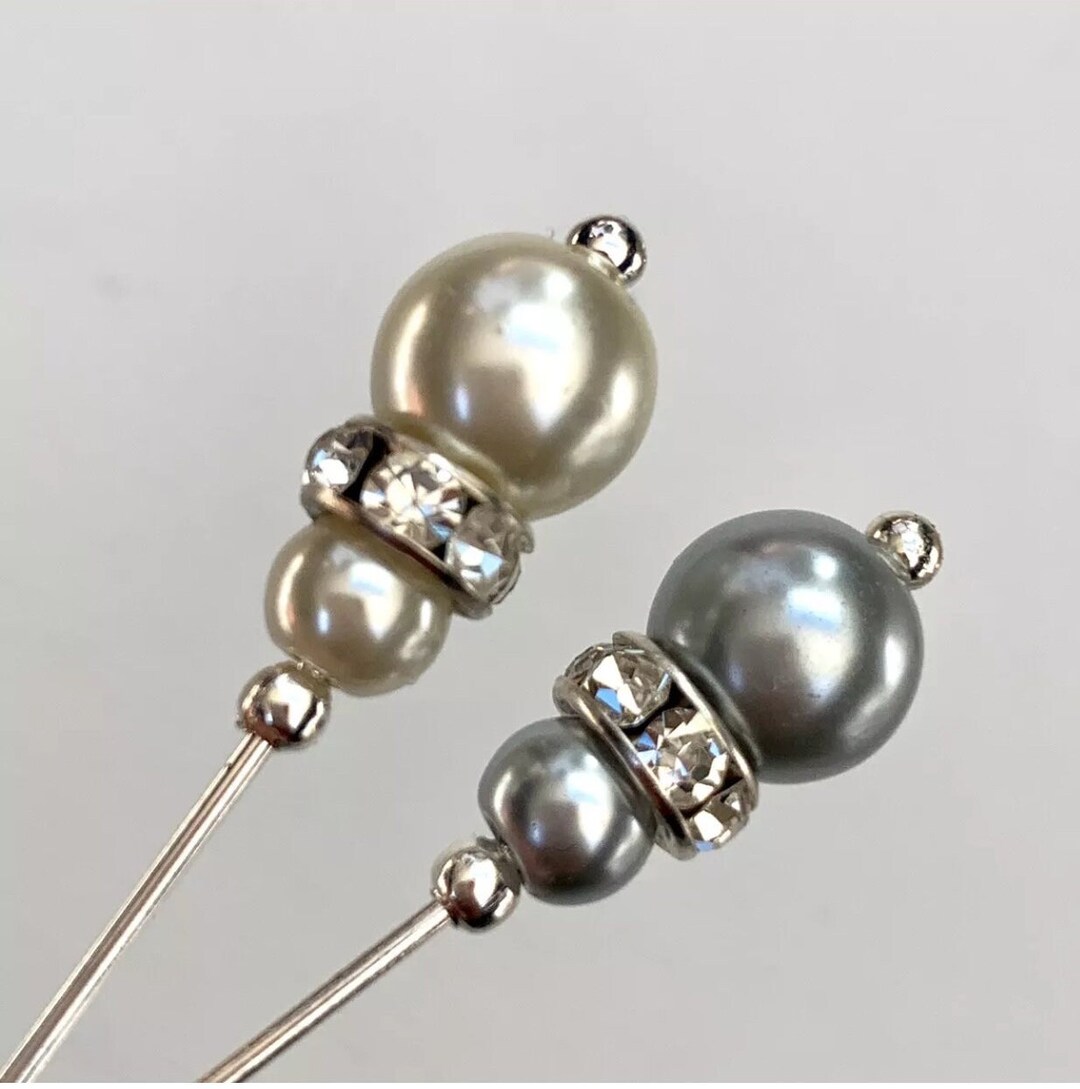 2x Pearl Hat Pins Elegant Vintage Style Hat Pins for Women Handmade ...