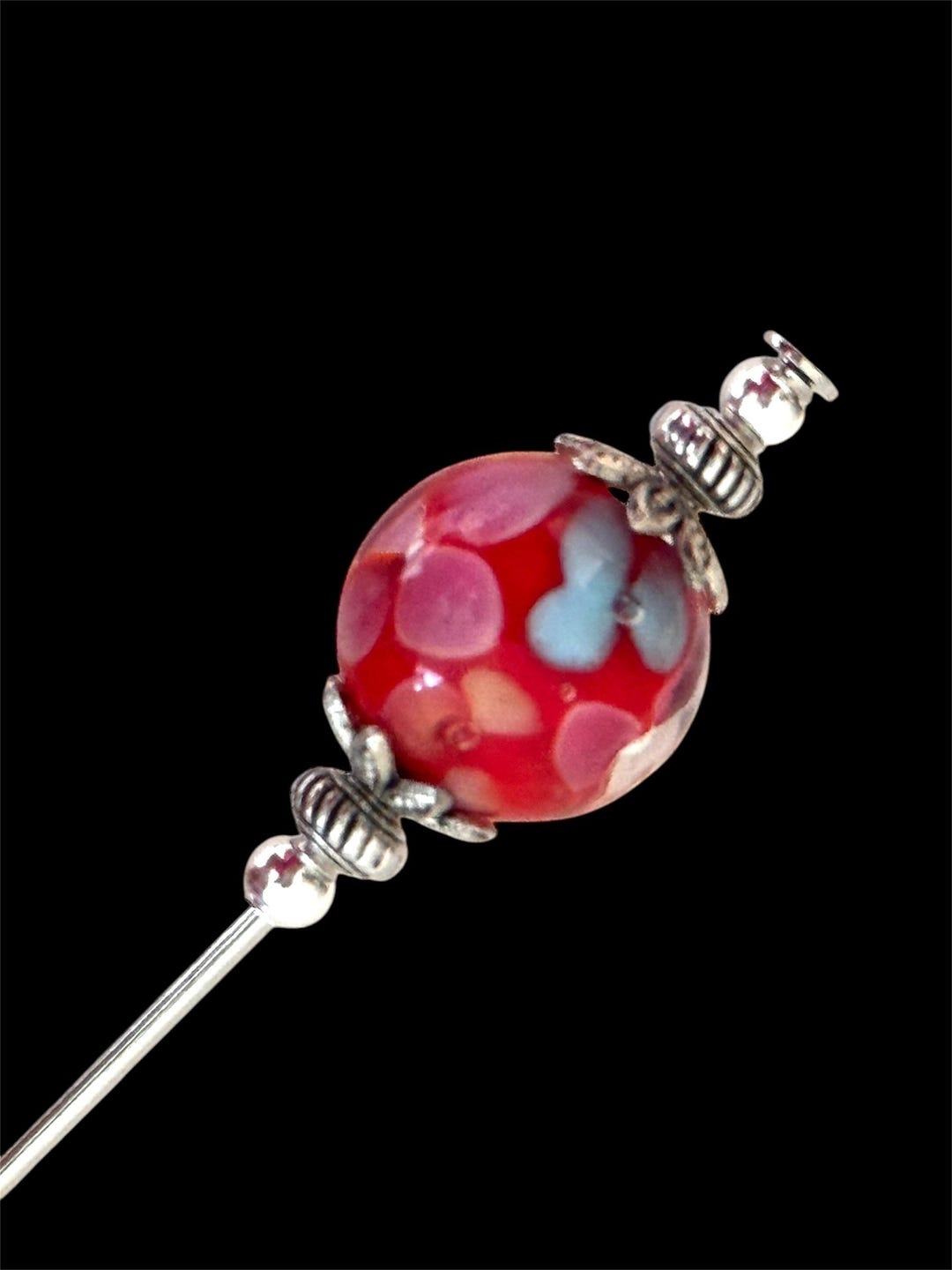Hat Pin Red Ceramic Bead Stick Pin Vintage Style Brooch Pin Lapel Pin ...