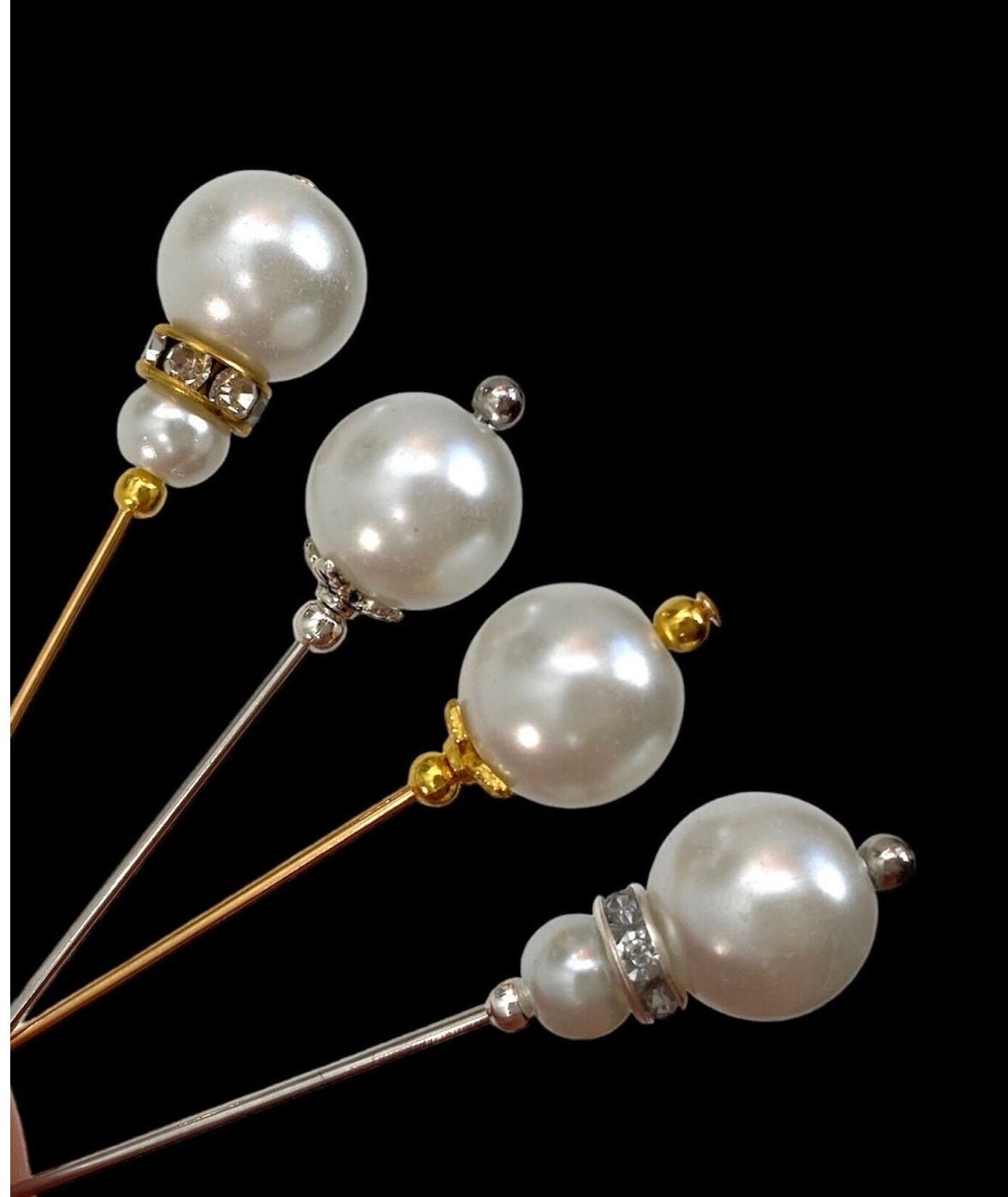 Beautiful Long Pearl Hat Pins in a Choice of Colours/ Designs Silver ...