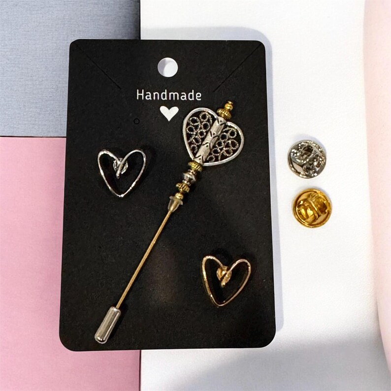Heart Hat Pin Set, Silver Gold Heart Pearl Hat Accessory, Vintage Hat ...