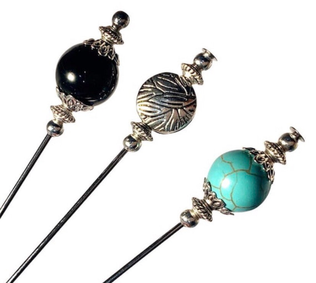 Tibetan Silver Hat Pins, 3 Beautiful Designs in a Choice of Length ...