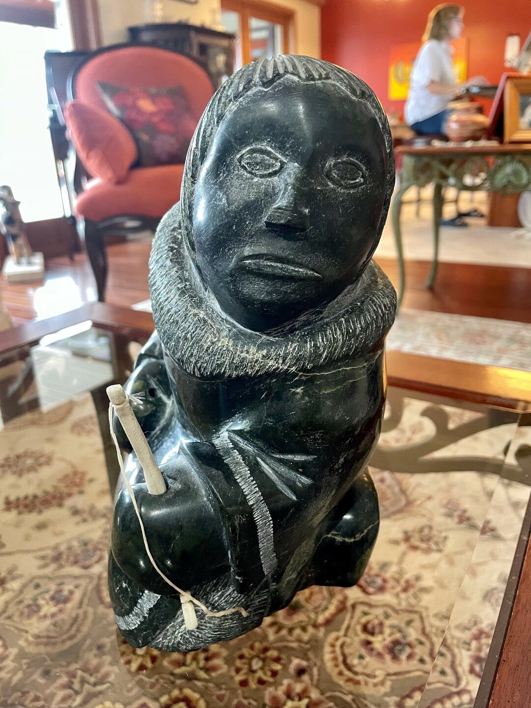 Vintage Genuine Inuit Carving of Eskimo Fishing With Fishing Pole - Etsy