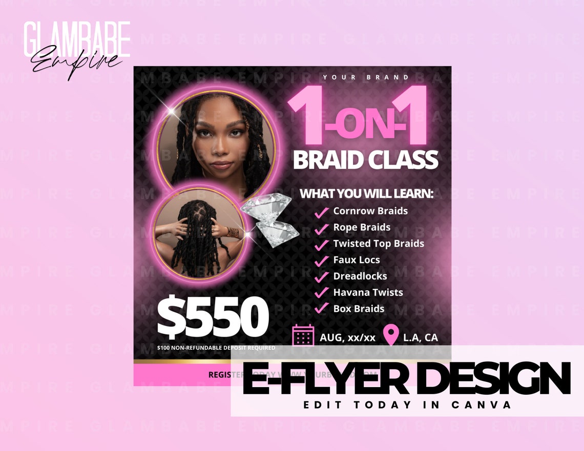 Braids Training Flyer Braids Training Course Braids Class - Etsy