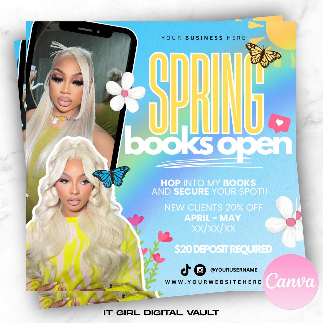 Editable Spring Bookings Flyer: Canva Template - Etsy