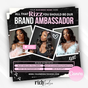 Editable Brand Ambassador Flyer, Canva Template - Etsy