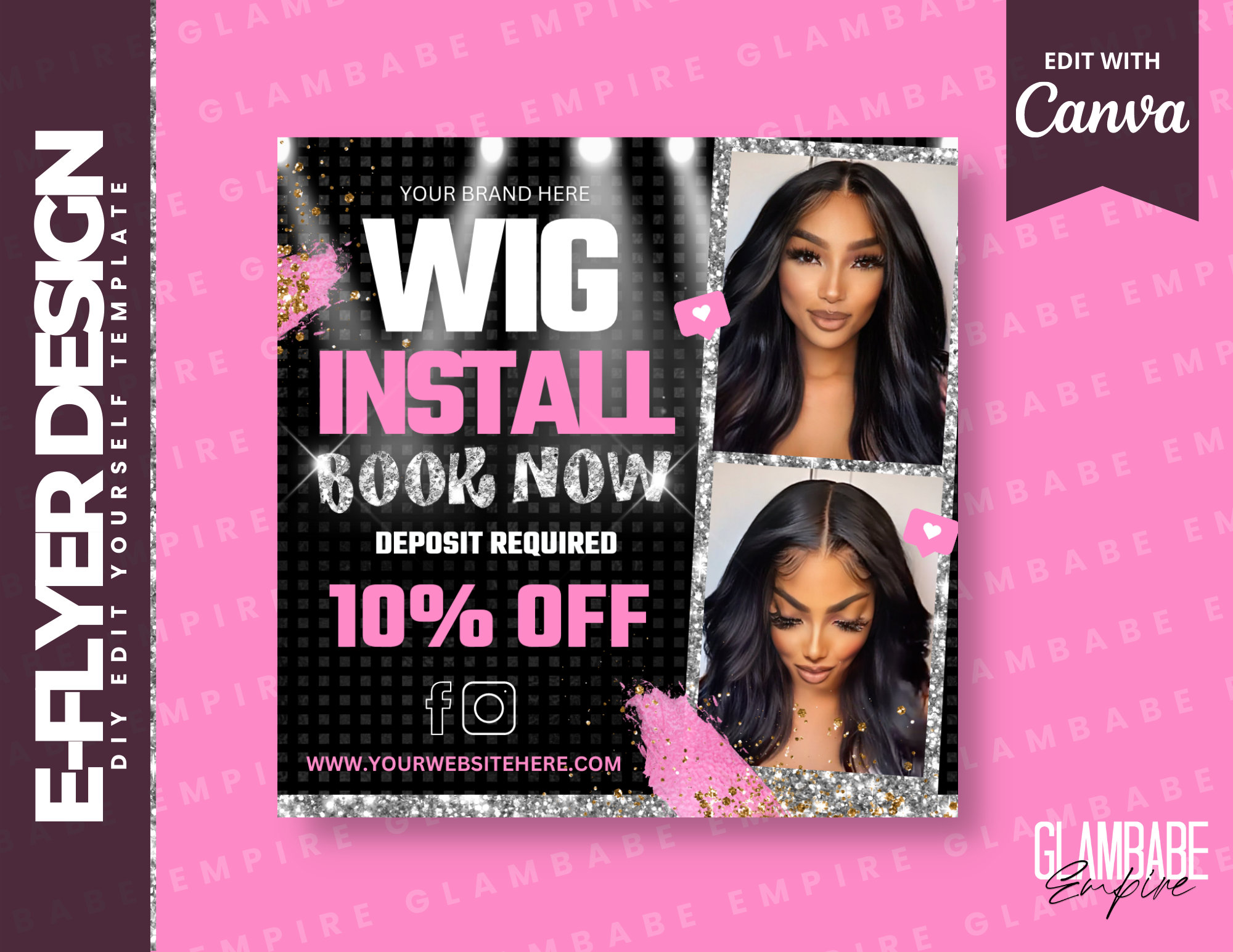 Wig Install Flyer, Wig Specials, Wig Flyer, Hair Install Flyer, Hair ...
