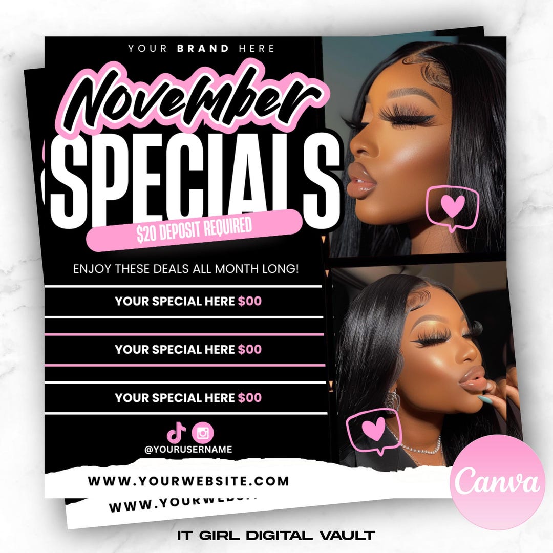 Editable November Specials Bookings Flyer, New Bookings Flyer, Book Now ...