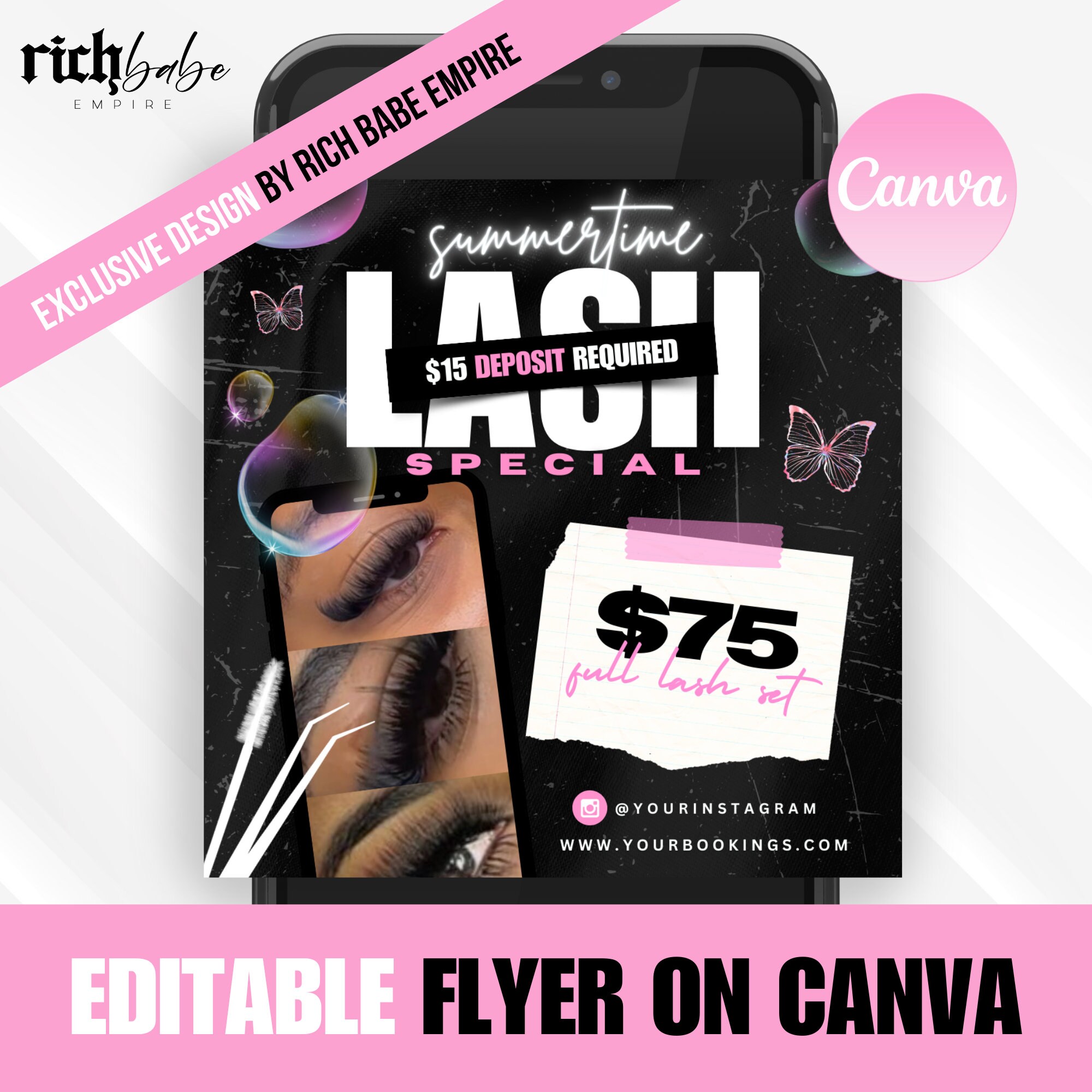 Summer Lash Flyer Template, Canva Editable Lash Deals - Etsy
