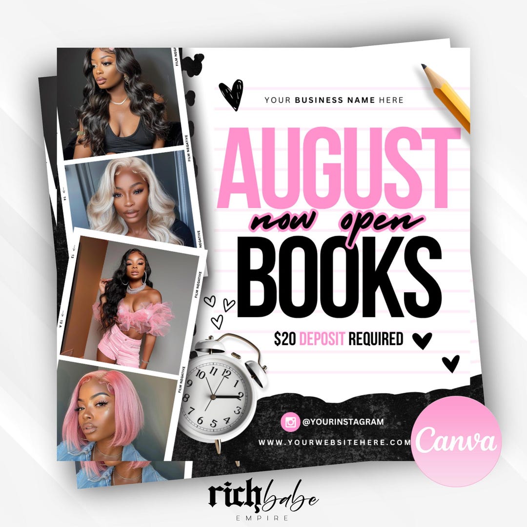 Editable August Bookings Flyer, New Bookings Flyer, Book Now Flyer ...