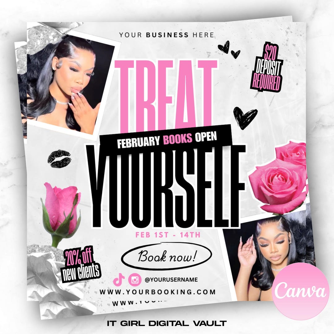 February Specials Flyer: Editable Bookings Template (canva) - Etsy