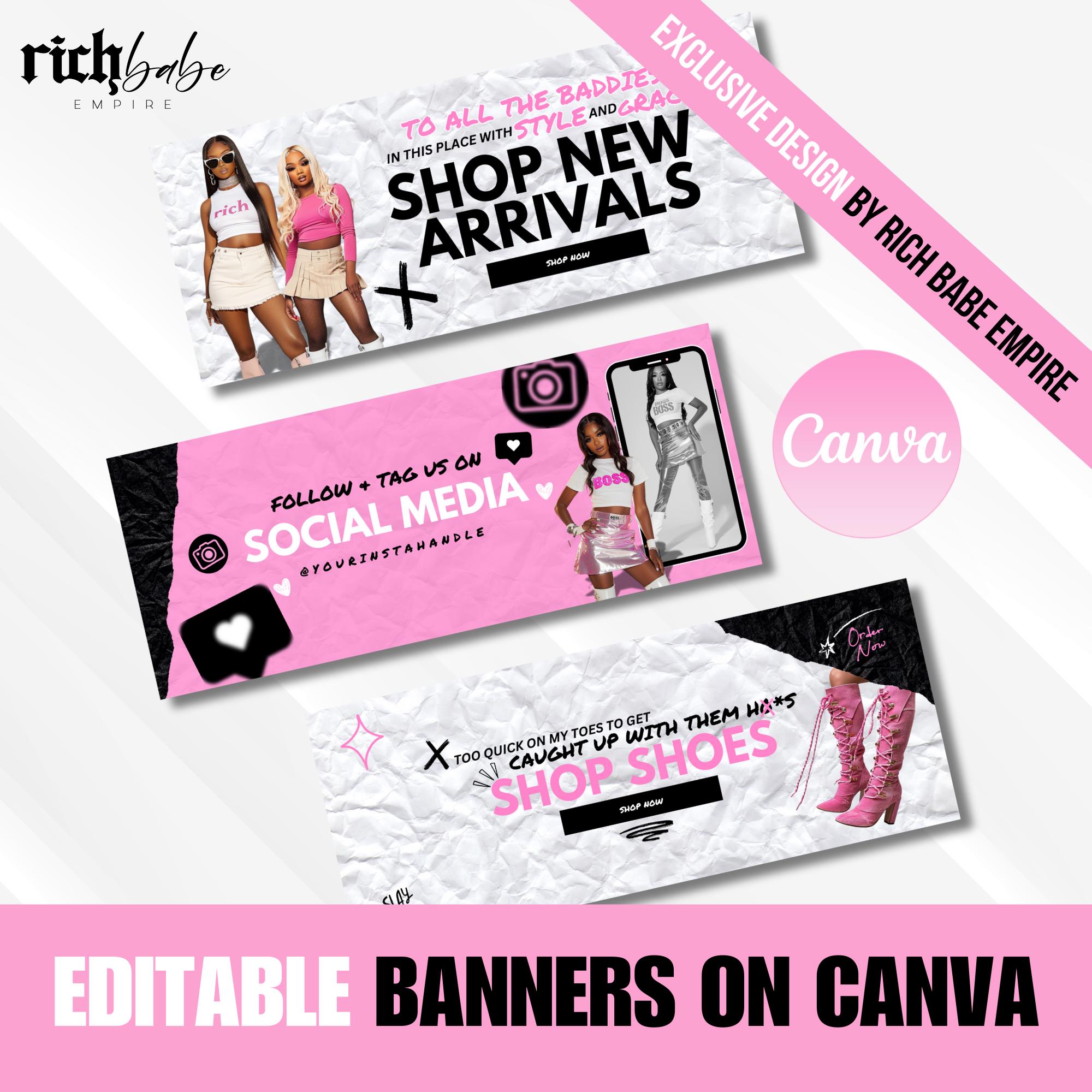 Editable Boutique Web Slide Banners, DIY Canva Templates - Etsy