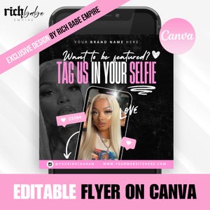 Editable Selfie Flyer, We Love Selfies Flyer, Tag Us Flyer, Retargeting ...