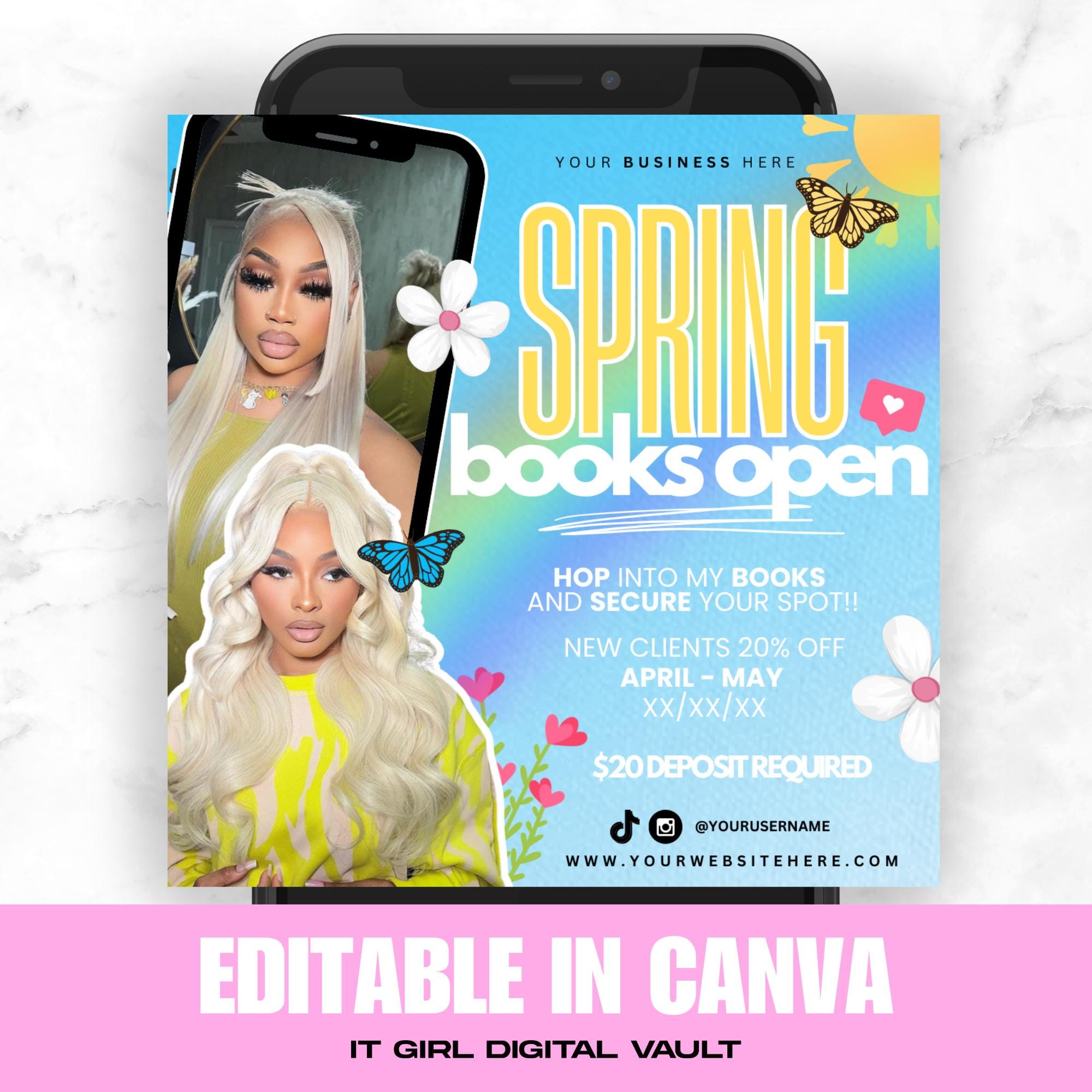 Editable Spring Bookings Flyer: Canva Template - Etsy