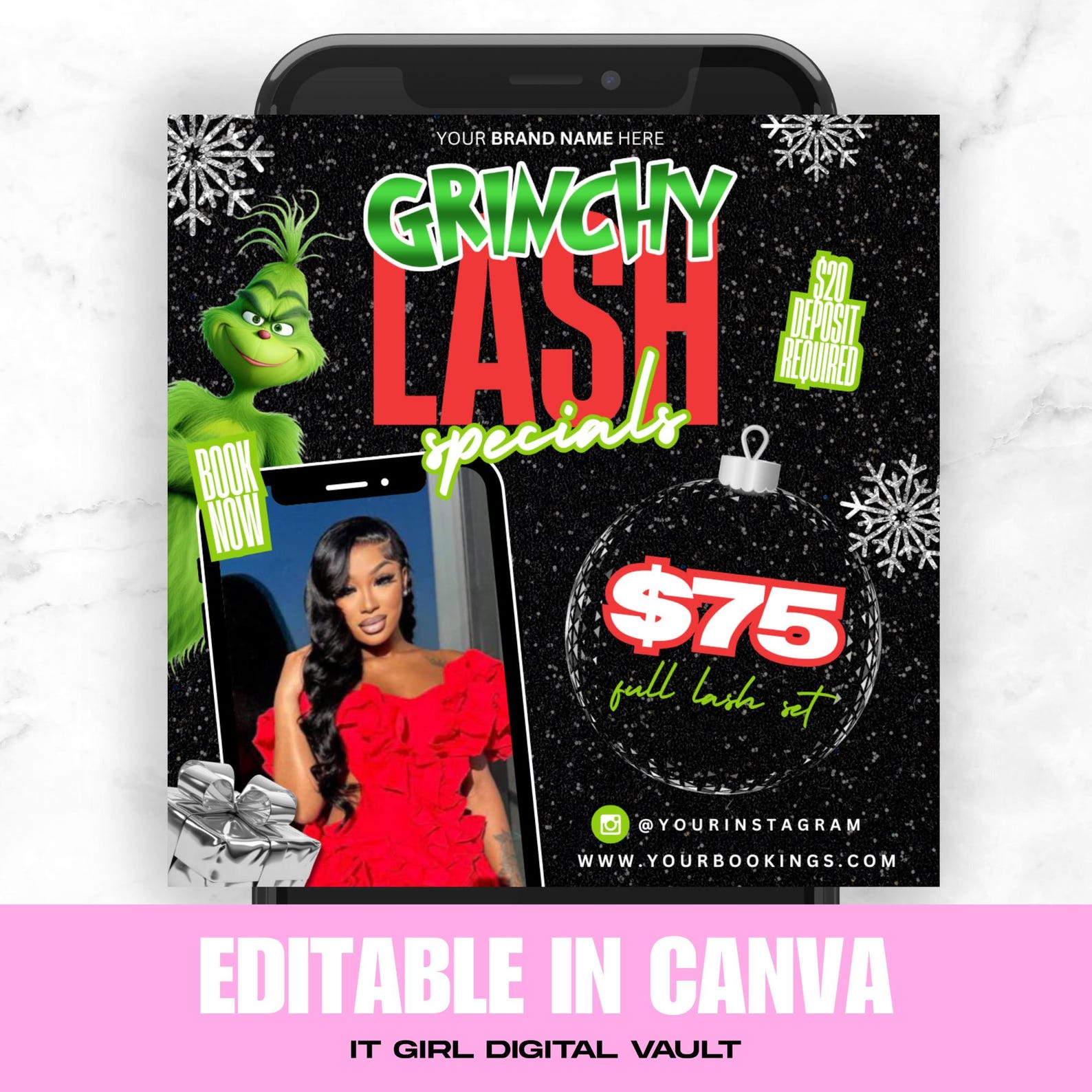 Editable December Lash Bookings Flyer, Lashes, New Appointments, Book ...