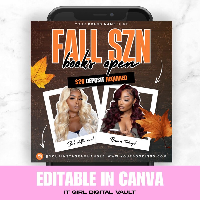 Editable Fall Szn Bookings Flyer, New Bookings Flyer, Book Now Flyer ...