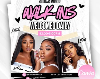 Walk-ins Flyer Editable Canva Template - Etsy