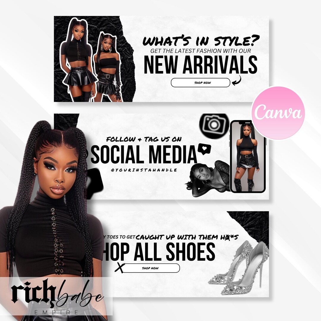 Editable Web Slide Banners, DIY Web Slide Banners, Boutique Business ...