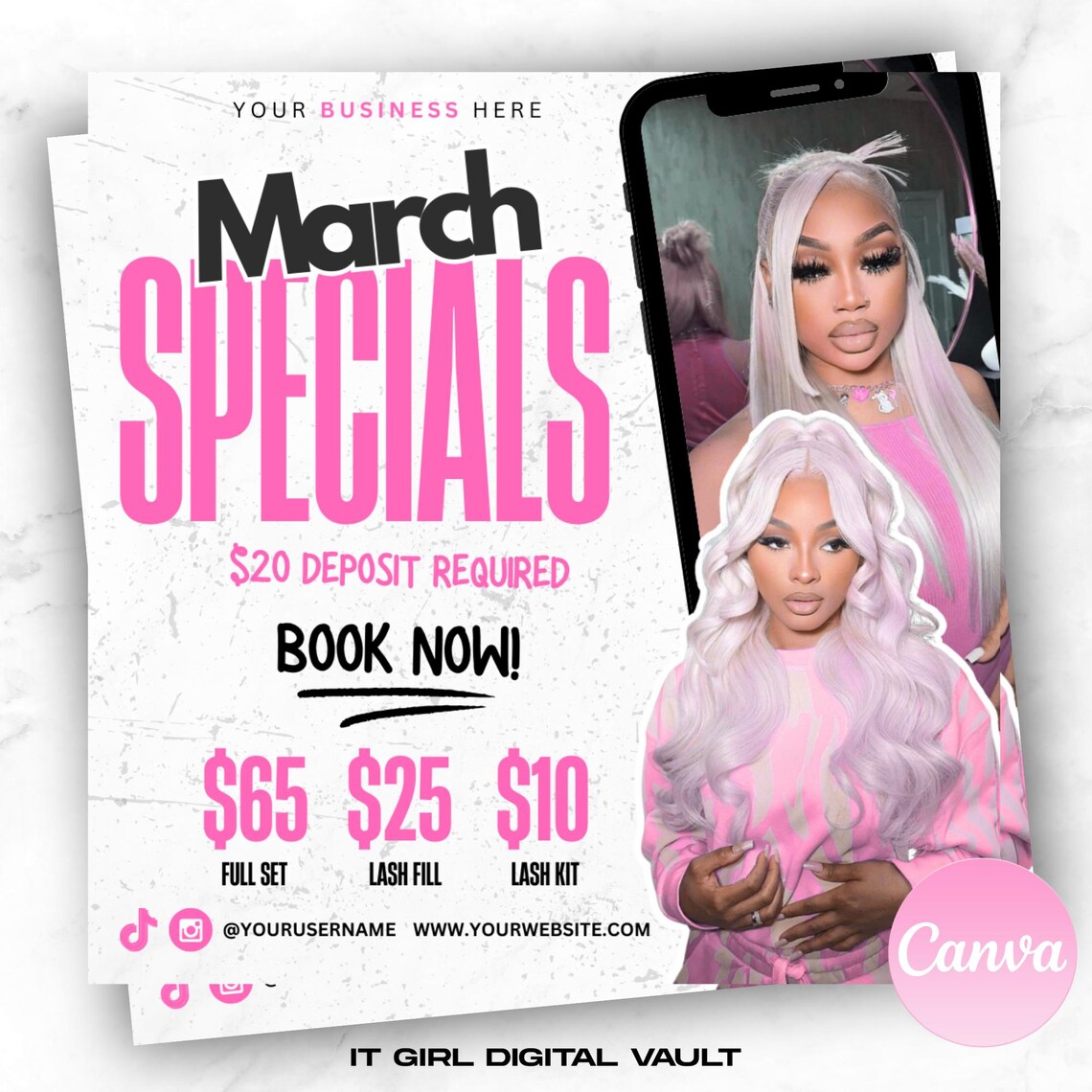 Editable March Specials Flyer: Lash Services Canva Template - Etsy