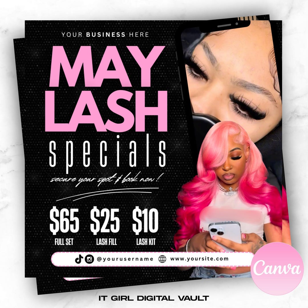 Editable May Lash Specials Flyer: Canva Template - Etsy