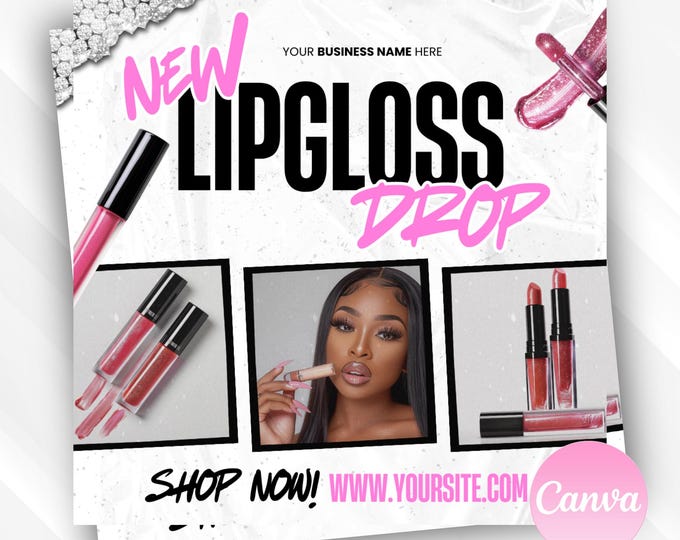 Lip Gloss Flyer, Lip Gloss Poster, Lip Gloss Business, Beauty Flyer ...