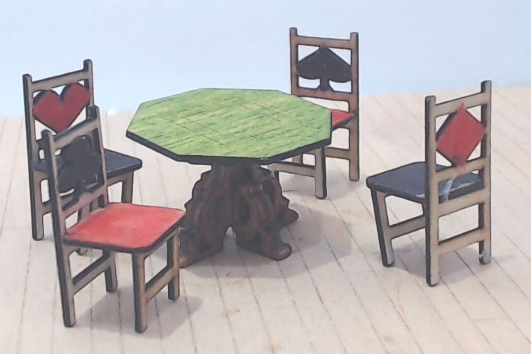 DIY Miniature Games Table With Chairs in Quarter Scale - Perfect for ...