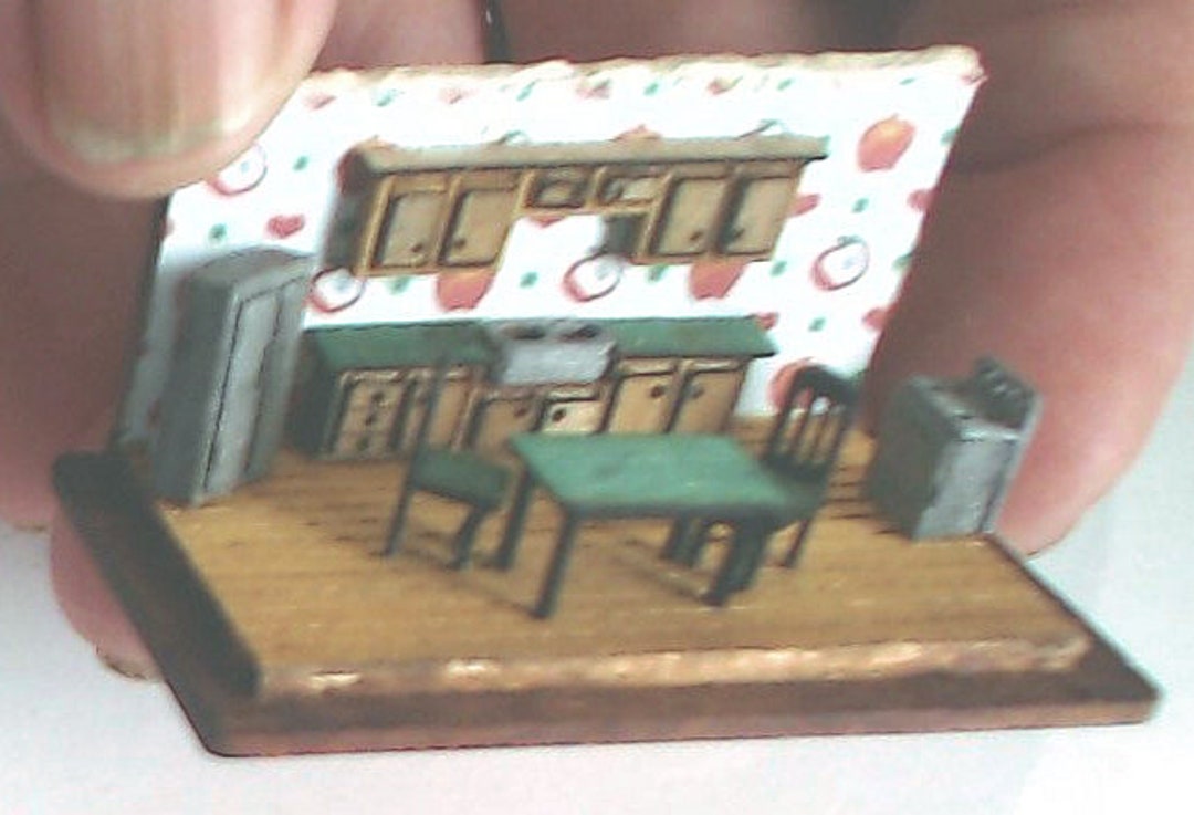 Miniature 1/144th Scale Kitchen Set Laser Cut in Wood - Includes Fridge ...