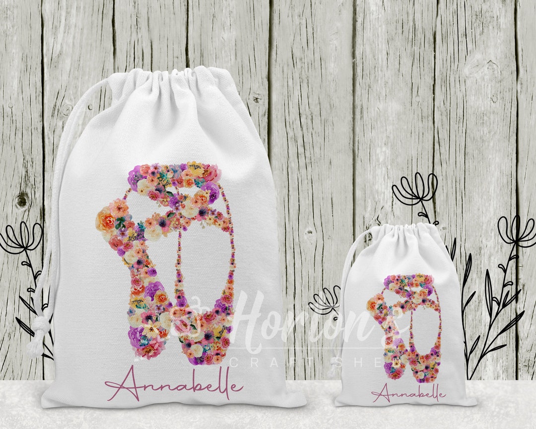 Ballet Pointe Shoe Drawstring Bag, Ballet Shoe Bag, Gift Bag, Birthday ...