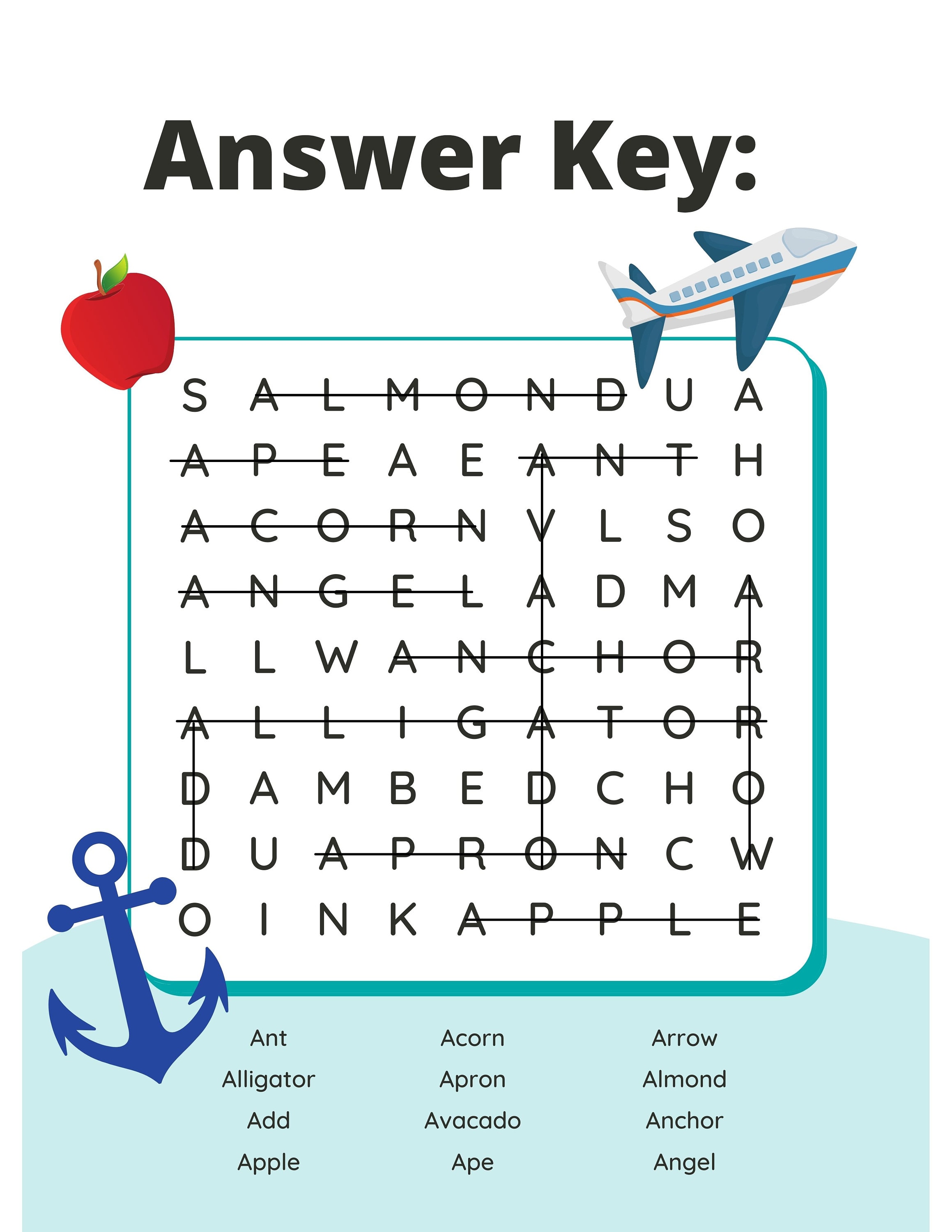 Letter A Word Search - Etsy