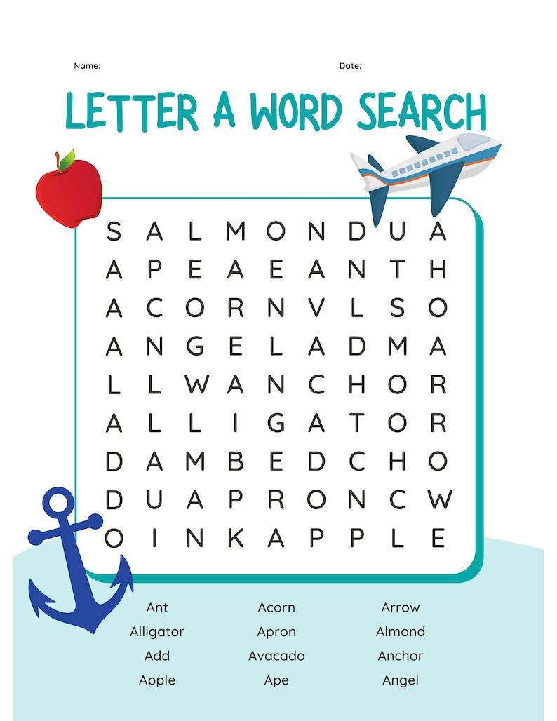 Letter A Word Search - Etsy