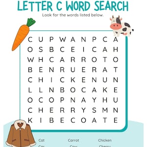 Letter C Word Search - Etsy