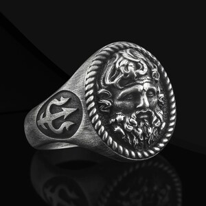 Greek Mythology Sea God Poseidon Ring Gift for Best Friend, God of the ...