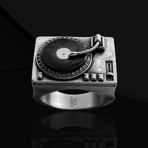 Record Player 925 Sterling Silver Ring Gift for Music Lovers, Turntable ...