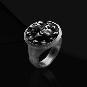 Oxidized Sterling Silver Skull Ring: Screaming Girl Memento Mori - Etsy