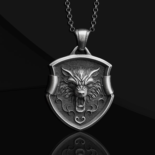 Silver Wolf Necklace - Etsy
