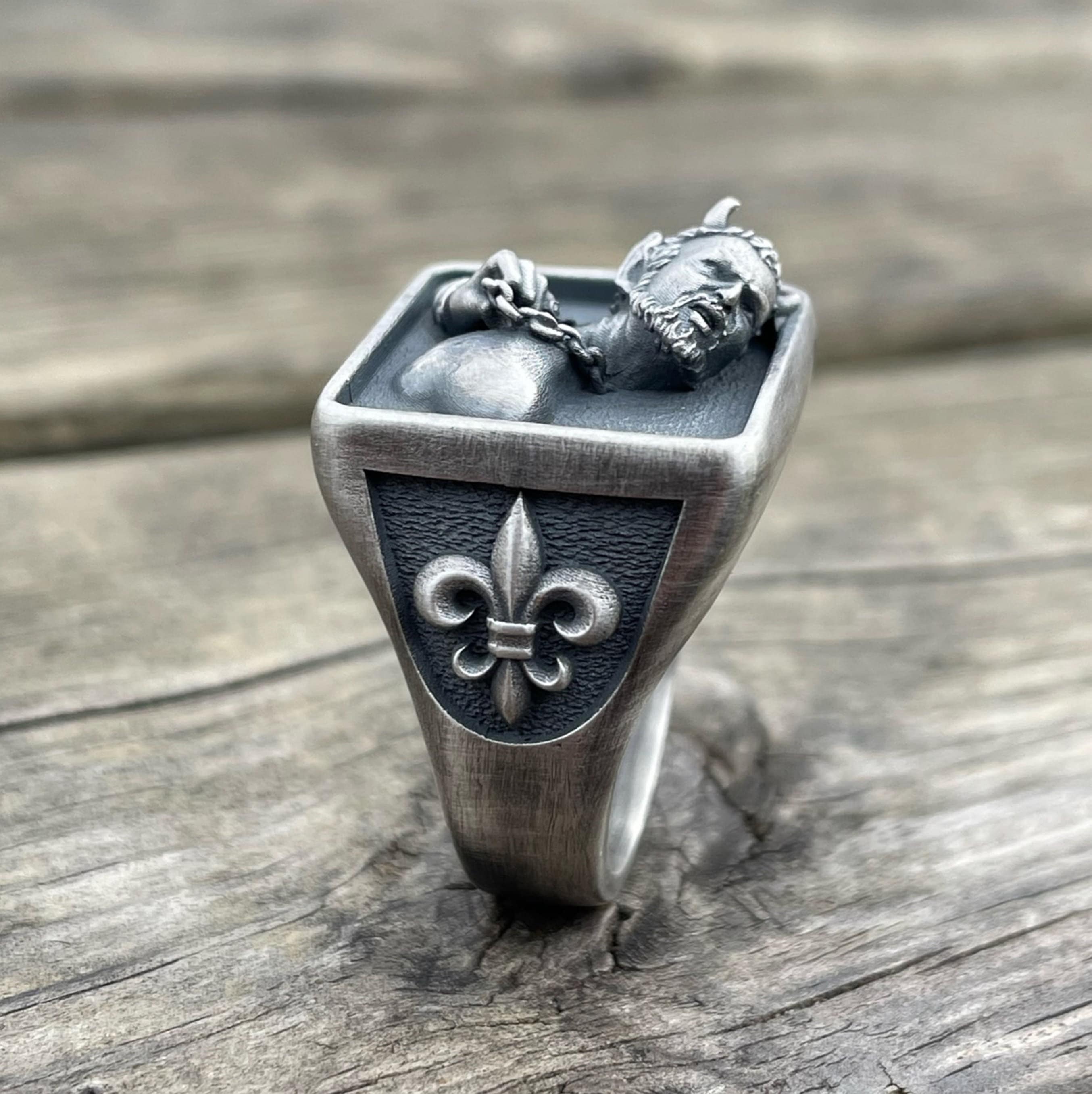 Baphomet Silver Goat Head Satanic Religion Deity Pagan Ring | Etsy