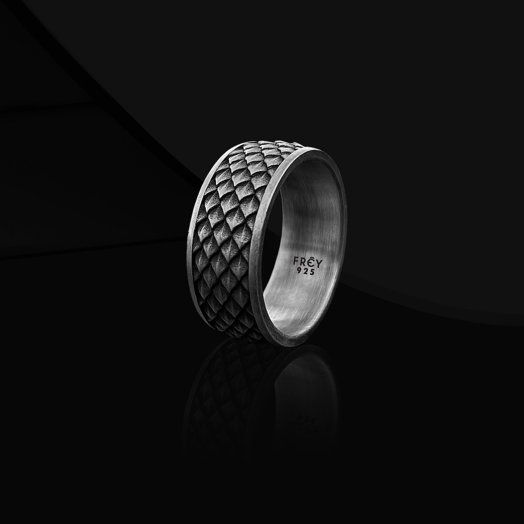 Handmade Sterling Silver Dragon Scale Wedding Band Ring - Etsy