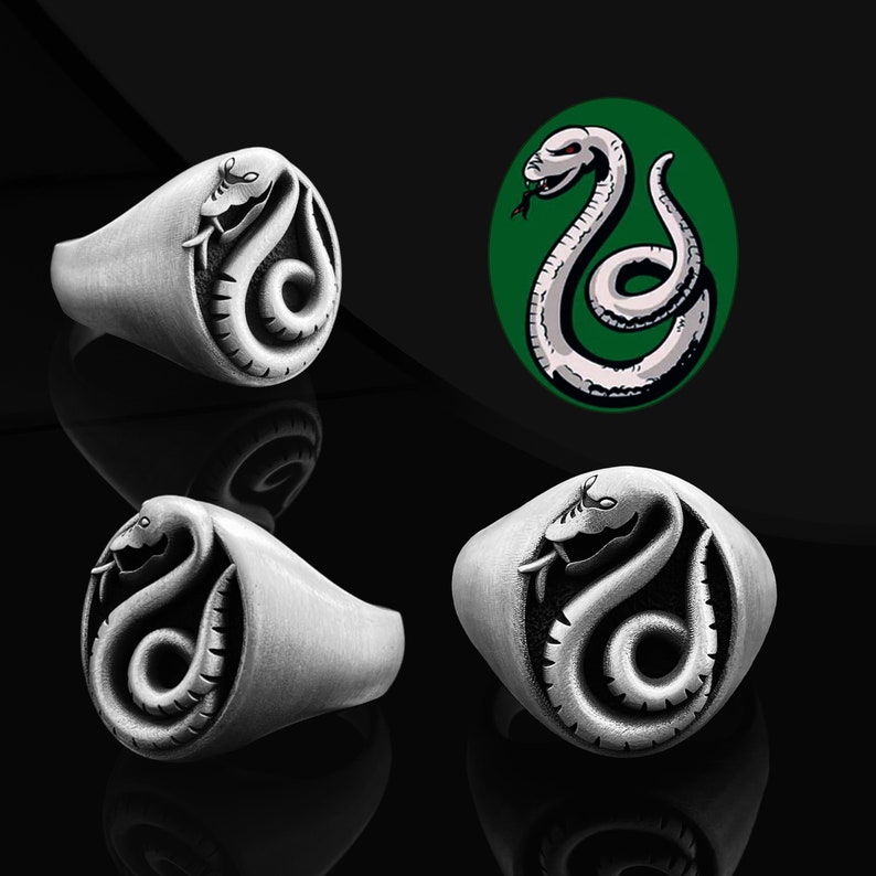 Hogwarts Family Draco Malfoy Slytherin Silver Ring Gift to - Etsy
