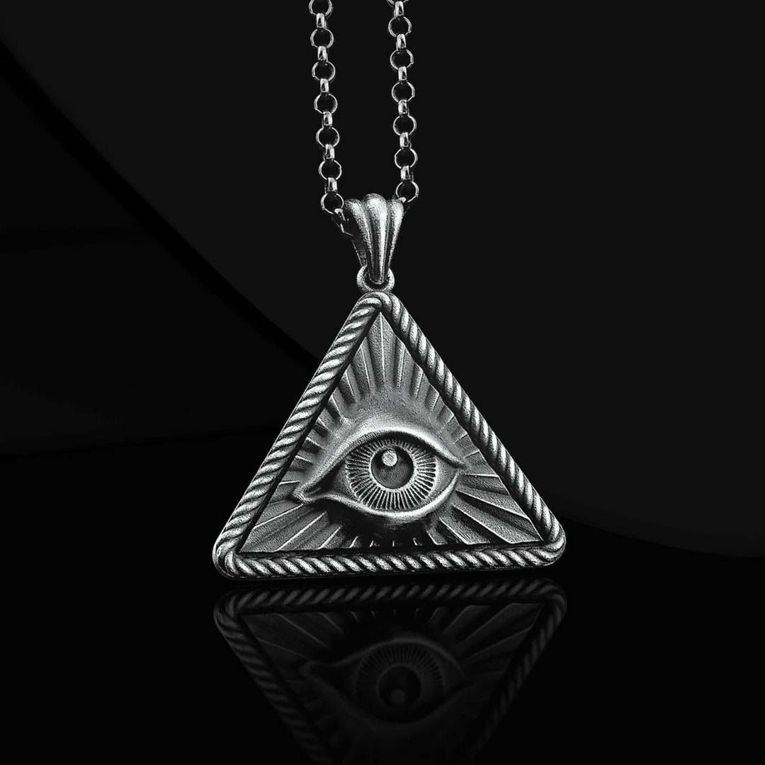 Silver Eye Illuminati Masonic Eye Necklace Gift for Men, Freemasons and ...