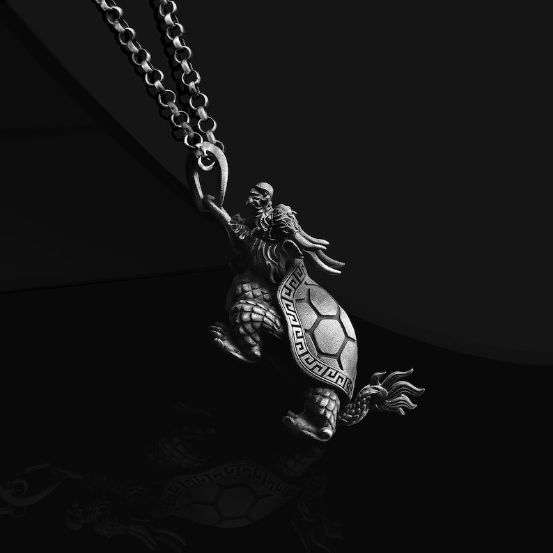 925 Sterling Silver Dragon Turtle Necklace Gift for Men - Etsy