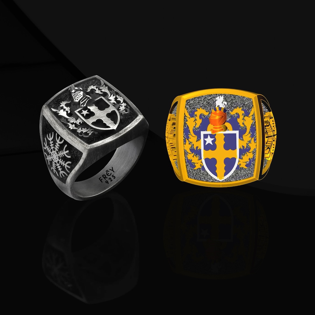 Coat of Arms 925 Sterling Silver Design Ring for Mens, Unique Mens Ring ...
