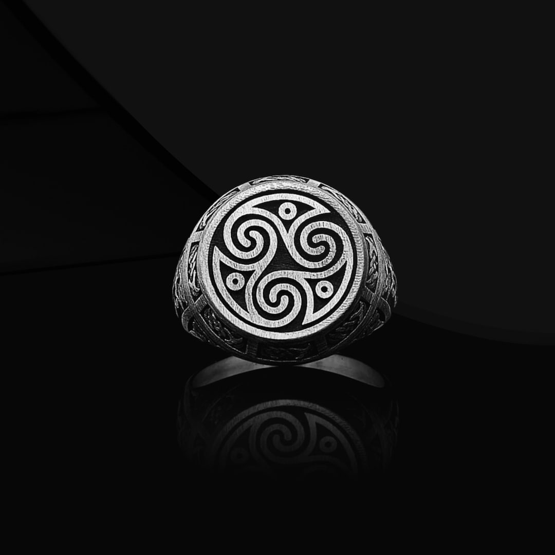 Triskelion Male Signet Ring Male Celtic Ring Unique Rings for Men ...