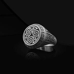 Triskelion Male Signet Ring Male Celtic Ring Unique Rings for Men ...