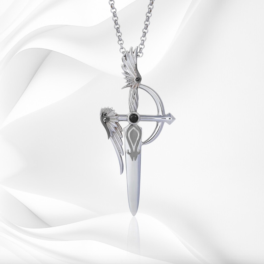 Handmade Sterling Silver Angel Wing Sword Necklace - Etsy